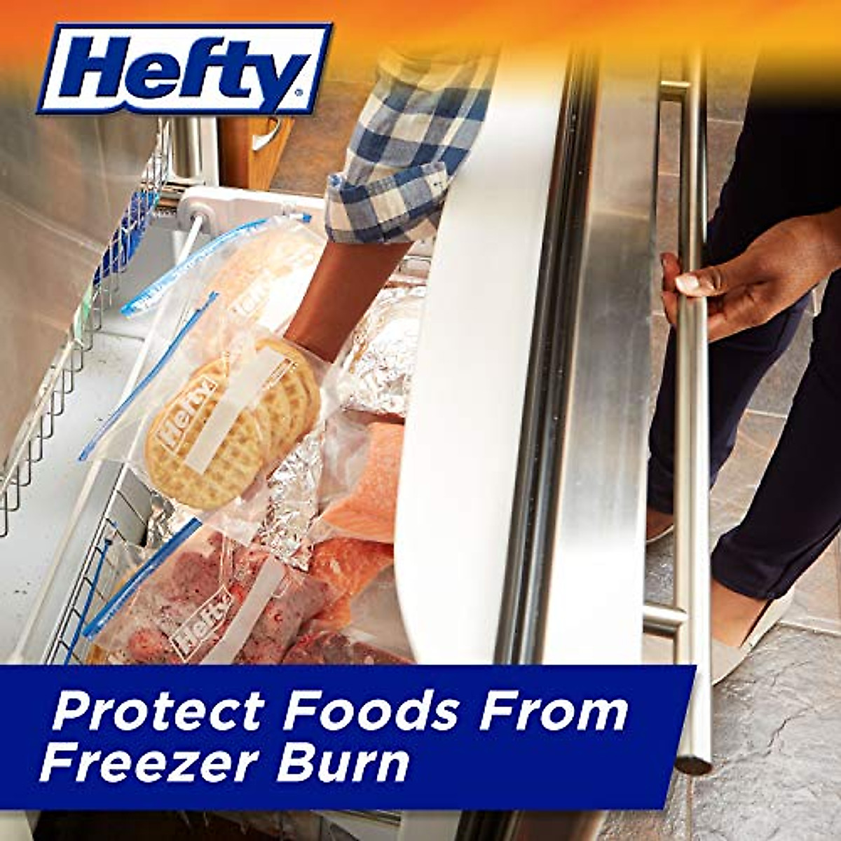 Hefty Slider Freezer Storage Bags, Quart Size, 74 Count