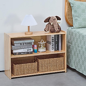 SHINITOY Kids' Bookcases 2 Section Montessori Shelf, Book Shelf for Kids Rooms, Montessori Shelf for Toys, Montessori Toy Storage, Montessori Toy Shelf, Book Shelf for Nursery