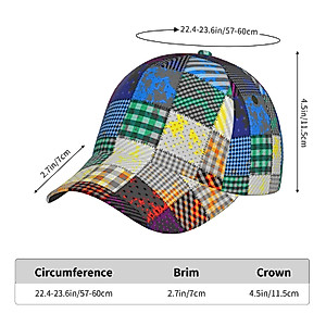 FAYXTIN Patchwork Colors Plaid Colourful Baseball Hat Trucker Cap Dad Hats for Men Women Adjustable Snapback Caps