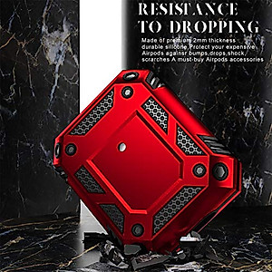 ZADORN Airpod Case,Military Grade Protective Cases for Airpods 1st/2nd with Hard PC and Soft TPU Cover,15ft. Drop Tested Shockproof Airpod Case with Keychain Compatible with Wireless Charging Red