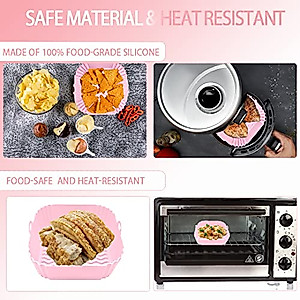 Umintzkss 2PCS Air Fryer Silicone Liners 8.5 inch, Reusable Air Fryer Liner Replacement for Paper Liner, Non-Stick Airfryer Liner Silicone, Multipurpose for Air Fryer, Oven, Steamer Pot (Pink, Blue)