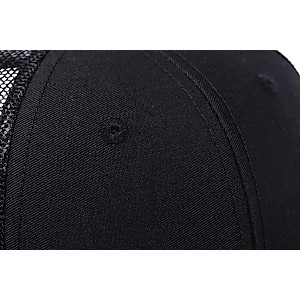 Quanhaigou Trucker Hat - Mesh Snap Back - Unisex Adjustable Baseball Cap - Outdoor Hats for Men Women (Black)