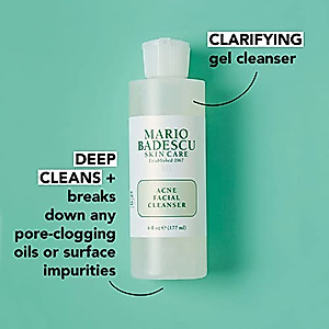 Mario Badescu Acne Facial Cleanser for Combination & Oily Skin, Oil-Free Face Wash with Salicylic Acid & Aloe Vera, Deep Pore Clean, 6 Fl Oz (Pack of 1)