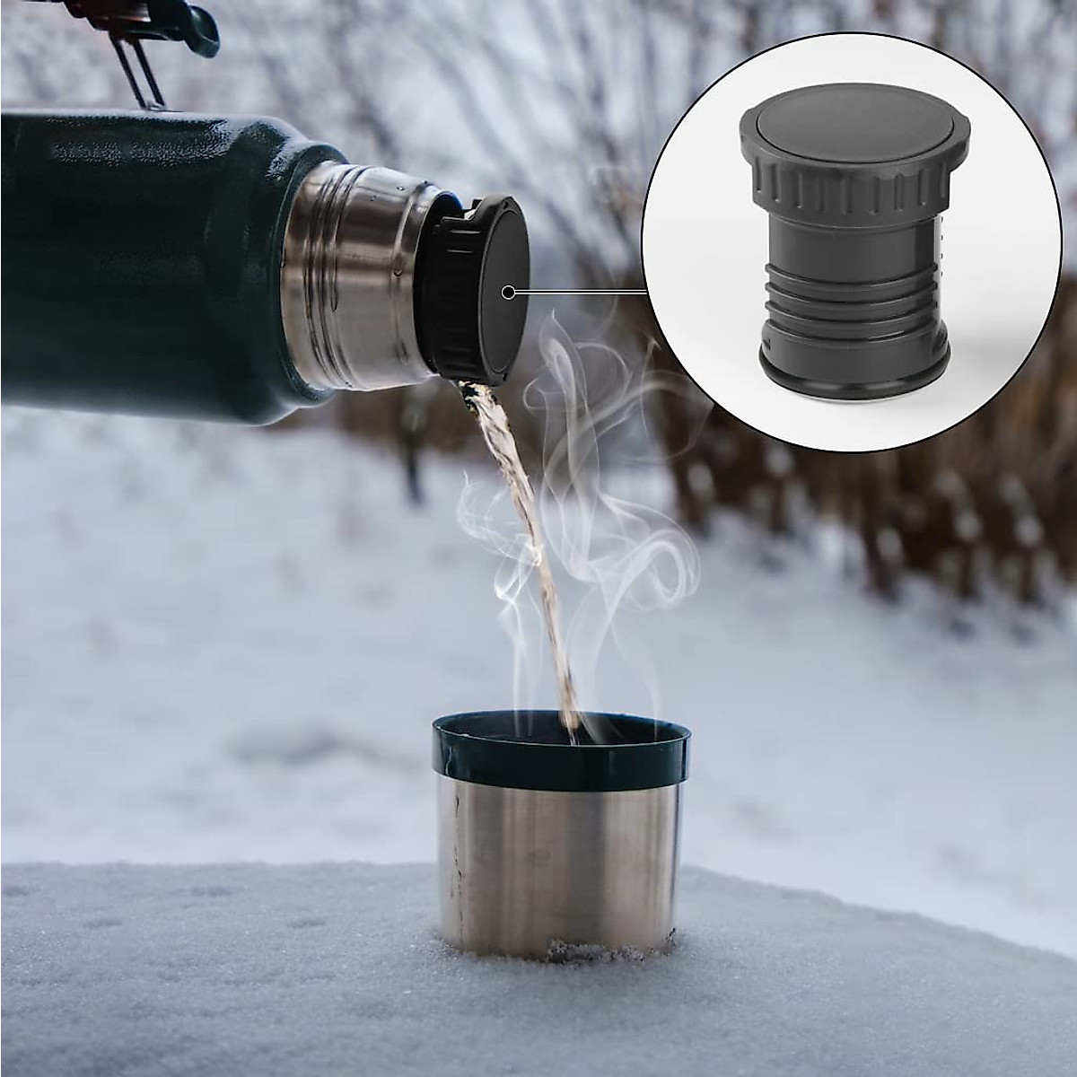 LUAATT Thermos Replacement Stopper,2 Pack Black Water Leakage Prevention Stopper For Stanley Classic Stainless Steel Vacuum Bottle(1.1 QT/1.5QT/2 QT)