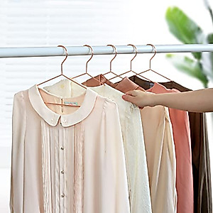 Gold Metal Clothes Hangers 15 Pack,16.5'' Heavy Duty Rose Gold Hangers for Coat, Suit, Bridesmaid Hangers for Wedding, Wire Metal Hangers (Rose Gold, 15)