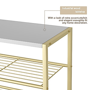 HOMEFORT 4-Tier Shoe Rack, Shoe Storage Shelf, Industrial Shoe Tower, Narrow Shoe Organizer for Closet Entryway, Small Shoe Rack Table with Durable Metal Shelves, Gold