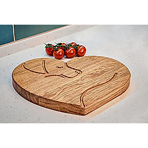 COOKAREA inspo, Heart Dog Premium Oak Cutting Board for Kitchen, Reversible, Serving board for Charcuterie, Vegetables and Meat, 11" x 9" x 1" (Oak, Natural)