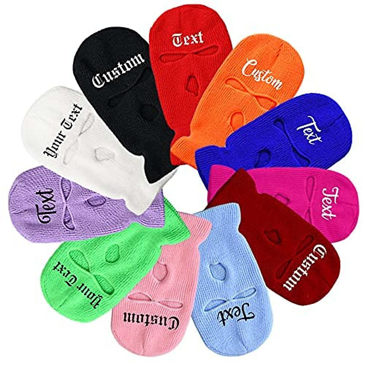 kstomize Personalized Customize Beanie Balaclava Mask, Women Men Winter Masked Ski Cycling Hat with Embroidery Letters Text Name Logo Black, One Size-Medium