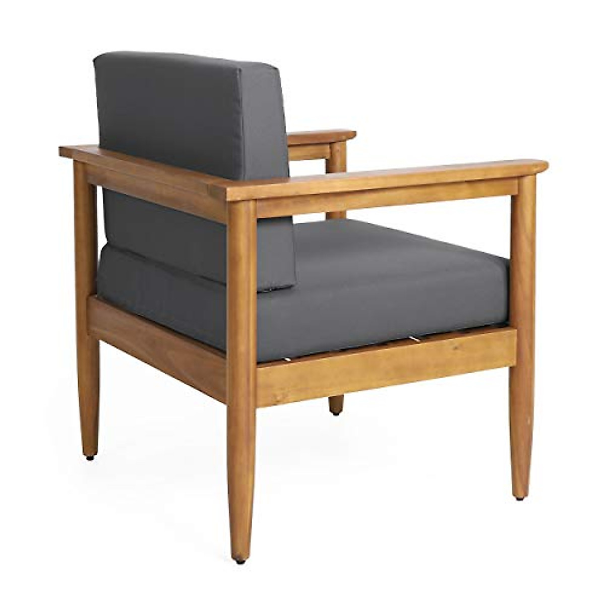 Eudora Outdoor Acacia Wood 2 Seater Chat Set, Teak and Dark Gray