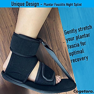 Cogetoro Upgraded Plantar Fasciitis Splint Night, Dorsal Night Splint Plantar Fasciitis Support, Foot Brace Plantar Facilities Night Splint, Achilles tendoniti Night Splint (Black, Fit Most)