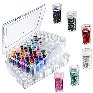 Notgia 2packs 60 Grids Bead Organizer and Storage Diamond Painting Containers Portable Plastic Case Box Arts Crafts Storage for Seeds Beads Sewing Cosmetic Nail Glitter Powder Small Parts Rhinestones