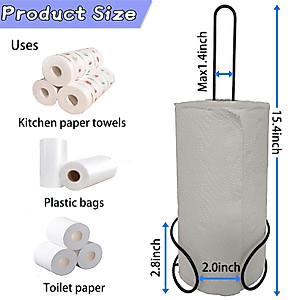 [LUFORE] Paper Towel Holder, Paper Towel Holder; Sturdy Kitchen Paper Towel Holder, Rubbish Bag, Fresh Bag; for Kitchen, Living Room, Bathroom, Outdoor, etc. (2 Pieces) (Black)