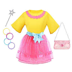 Teuevayl Little Girl Dress up Trunk Set, 20PCS Girls Pretend Play Princess Role Play Costumes Set, Singer, Princess, Fairy Costume for Girl Ages 3-7