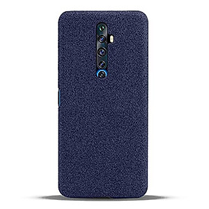 LUSEHNG Case for Oppo Reno2 Z/F, Solid Color Canvas Smartphone Cover for Oppo Reno2 Z/F, Slim Duaable Lightweight - Blue