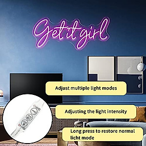 Get it girl Neon Sign for Wall Decor, Large Quote Neon Light Signs for Party Decorations, Game Room, Man Cave, Hotel, Bar, Café Recreation 23"x9.9" Pink