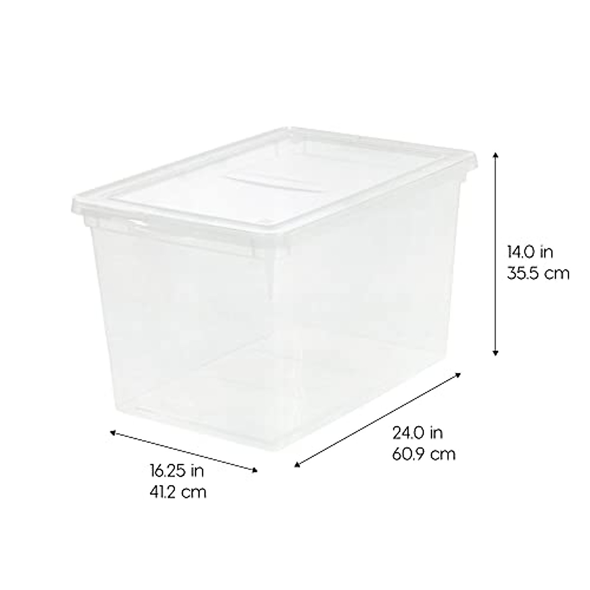 IRIS USA 68 Qt Clear Storage Box, BPA-Free Plastic Stackable Bin with Lid, 6 Pack, Containers to Organize Closet Shelves, Clothes, Blankets, Towels