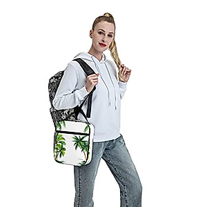 Insulated Lunch Bag For Women/Men,Coconut Palm Tree Nature Paradise Plants Foliage Leaves Digital,Reusable Lunch Box For Office Work School Picnic Beach,Leakproof Cooler Tote Bag Freezable Lunch Bag