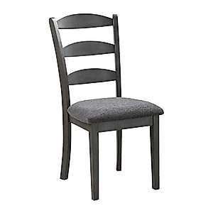 OSP Home Furnishings West Lake Dining Table Set, 5-Piece, Antique Finish Natural Top and Grey Base with Charcoal Fabric