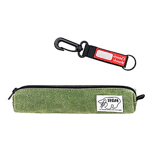 Rough Enough Small Pencil Pouch Pen Case for Boys Girls Adults with Aesthetic Slim Thin design School Stationary Art Supplies Canvas Army Green