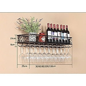 Wine Racks Metal Wine Rack/European Retro Wrought Iron Wine Rack Hanging Hanging Wine Cabinet/Wine Glass Rack Bar Wall Racks (Color : 2, Size : 120 * 25 * 16cm)