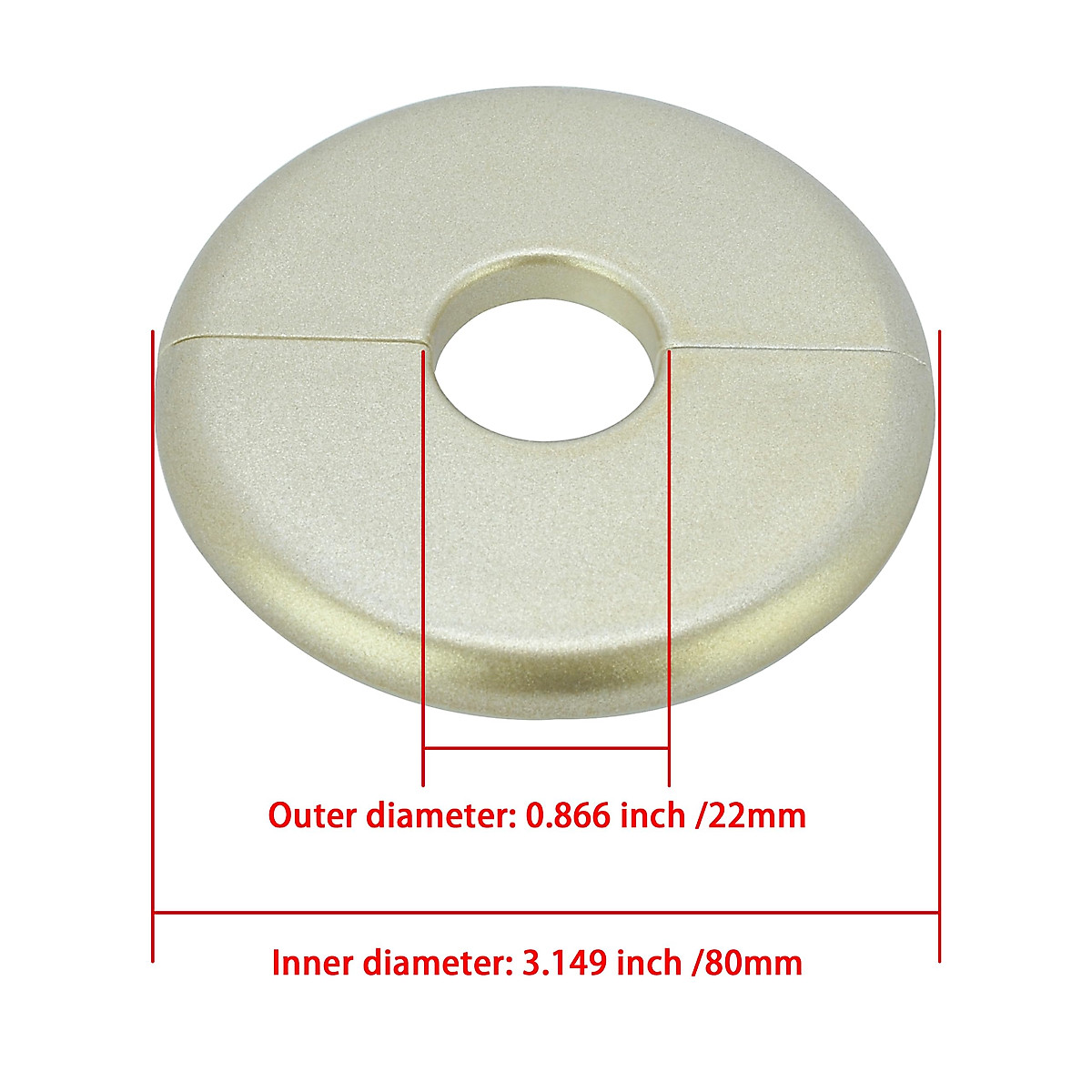 Mago Family Magic Wall Split Flange for 22mm/0.87" Dia Water Pipe, Escutcheon Plate ABS Round Self-Adhesive Plumbing Cover Plates, Water Faucet Decoration Escutcheon Pipe Collar Golden, 1 Piece