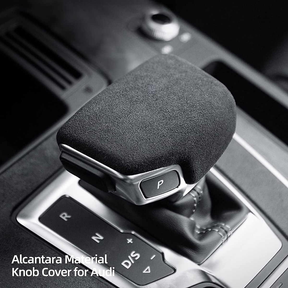 Alfanxi Gear Shift Knob Cover Alcantara Material Trim for Audi A4 B9 A5 Q5 Q5L A6 Q7 S4 S5 SQ5 (Black)