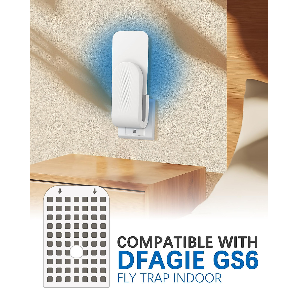 20 Pcs Replacement Glue Cards Compatible with DFAGIE GS6 Fly Trap Indoor, Plug-in Flying Insect Trap Refills for Mosquito Fruit Fly Moths Gnat Trap for House