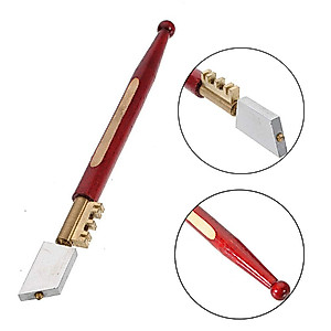SENRISE Glass Cutting Tool, Diamond Glass Cutter Heavy Duty Diamond Tip Glass Cutter for Cutting Glass Up to 8MM Thickness - Brass Snapper - Hardwood Handle