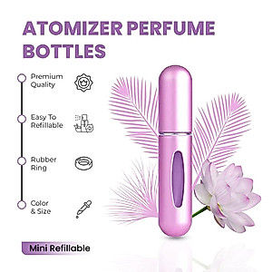 VIGOR PATH Portable Mini Refillable Perfume/Cologne Atomizer Bottle - great for travel, parties and events - Travel & toiletry accessory great for both men and women - 5ml/0.2oz (Pink - Pack of 2)