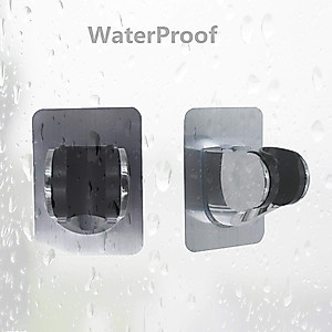 2 pcs Strong Adhesive Chrome Shower Head Holder Adjustable Shower Wand Holder,Handheld Shower Head Wall Mount Bracket Showerhead & Bidet Sprayer Bracket for Bathroom