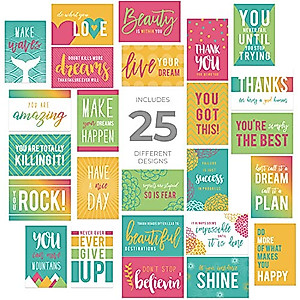 Canopy Street Motivational Quote Postcards / 25 Inspirational Postcards / 4" x 6" Encouraging Note Cards/Uplifting Bright Card Designs/Made In The USA