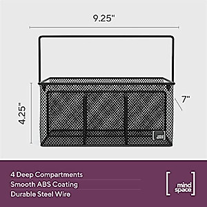 Mindspace Utensil Holder, Kitchen Condiment Organizer and Flatware Utensil Caddy | The Mesh Collection, Black