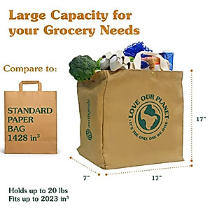 EARTHGRADE Reusable Grocery Shopping Bag – Sustainable & Eco Friendly Washable Paper Totes with Cotton Canvas Handles & Durable Seams