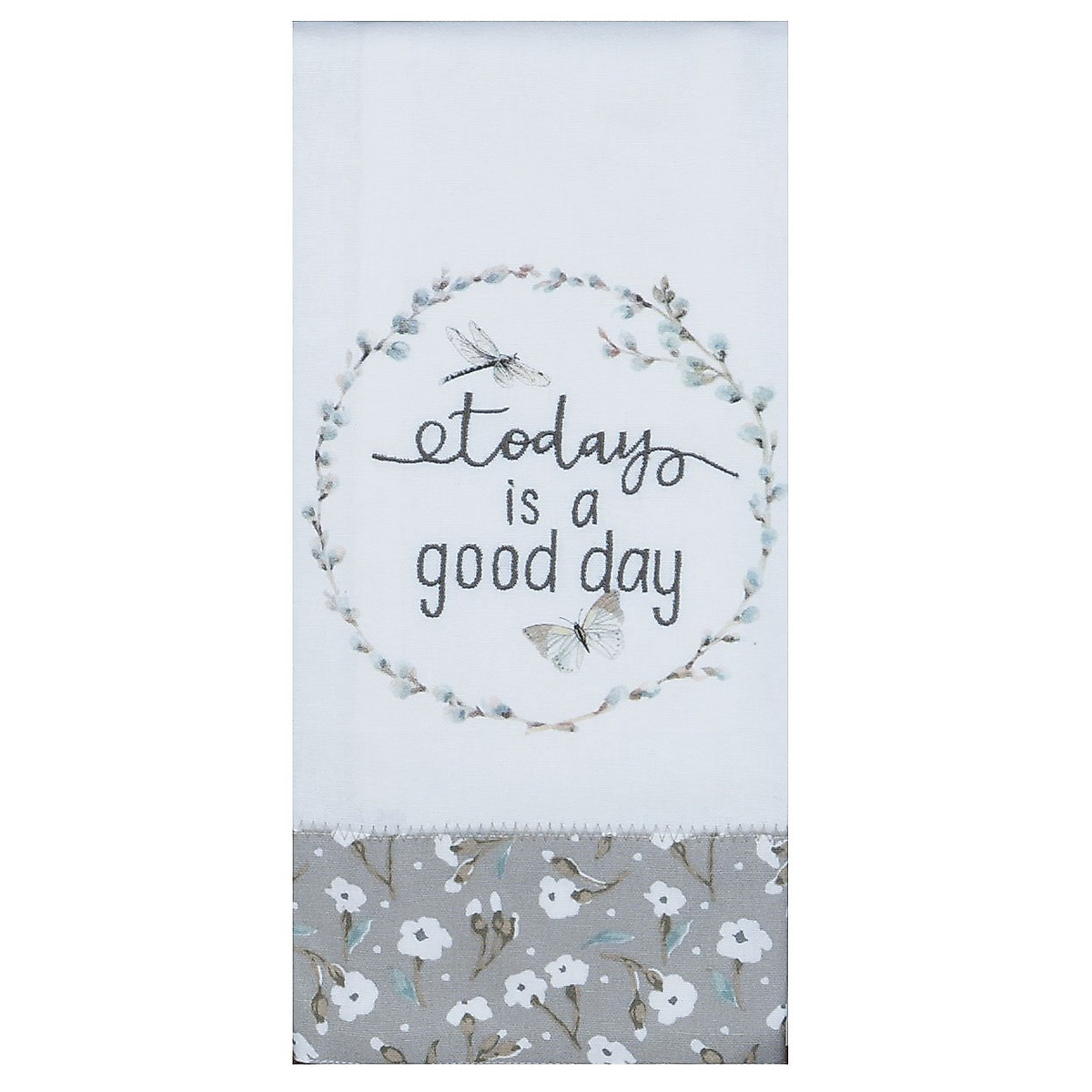 Kitchen Linens Set: Bundle Includes 1 Oven Mitt, 1 Potholder, 2 Kitchen Towels - Live Simply and Today is a Good Day Designs by Lisa Audit