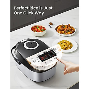 COMFEE' Rice Cooker 12 Cups Cooked/6 Cups Uncooked, Portable Non-Stick Rice Maker, Japanese Rice Cooker with Fuzzy Logic Technology, 24-Hour Timer Delay, 11 Presets, Steamer, Fast Rice Cooker, Grain Cooker, Black