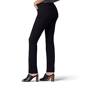 Lee Women's Ultra Lux Comfort with Flex Motion Straight Leg Jean Black 16 Medium