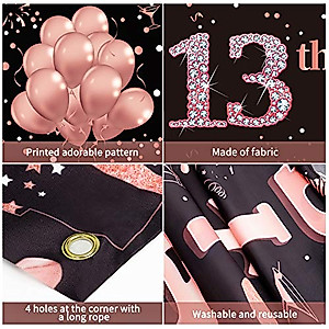 Kauayurk 13th Birthday Banner Decorations for Girls, Large Happy 13 Year Old Birthday Party Decorations Supplies Sign, Rose Gold Thirteen Birthday Decor Photo Prop (9.8x1.6ft)