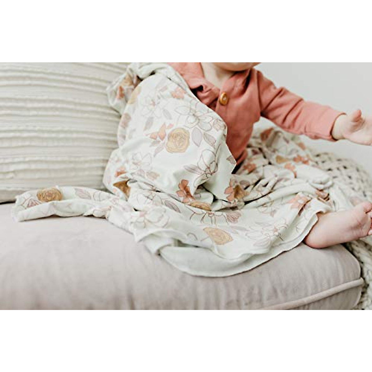 Large Premium Knit Baby Swaddle Receiving Blanket"Ferra" by Copper Pearl