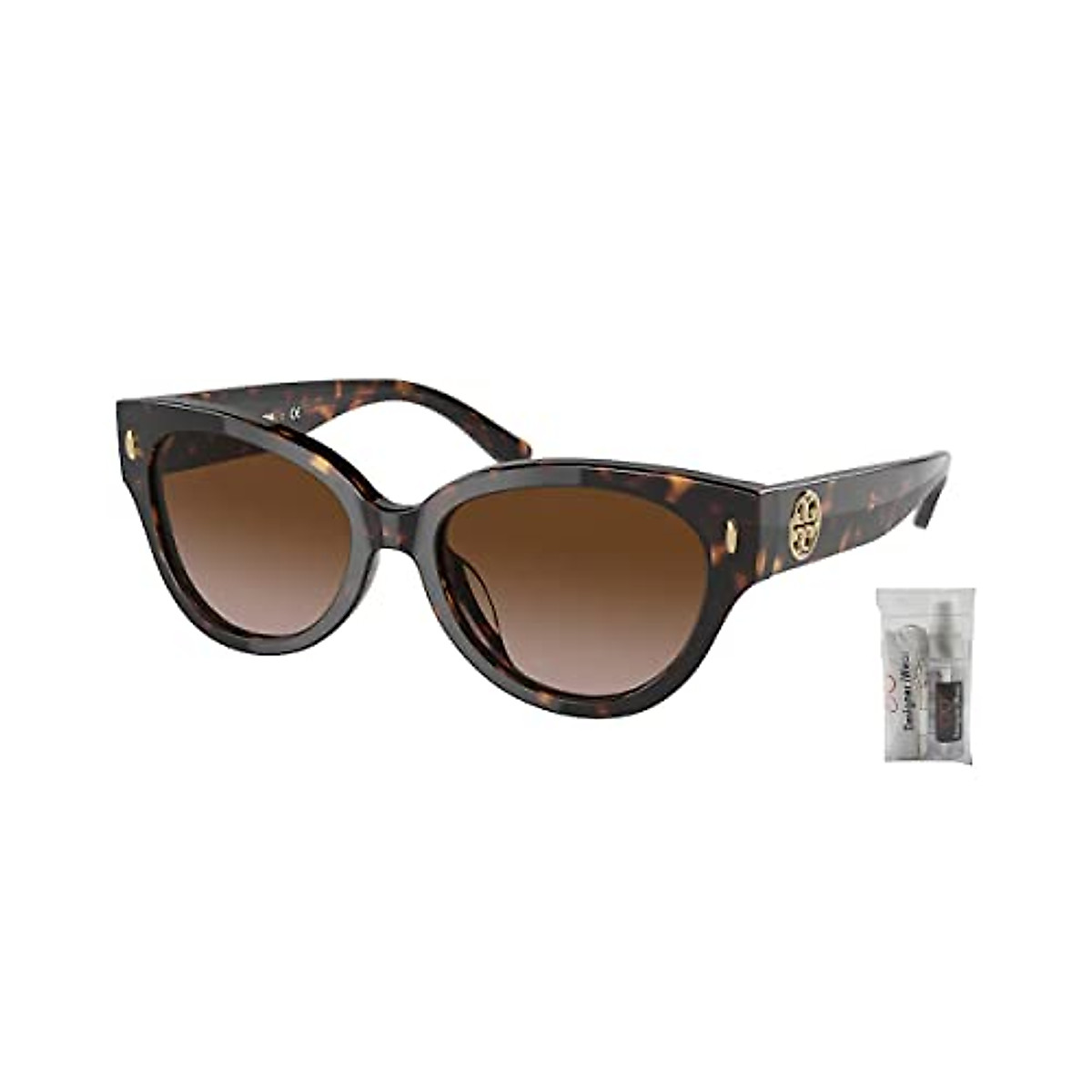 Tory Burch TY7168U 172813 52MM Dark Tortoise/Brown Gradient Cateye Sunglasses for Women + BUNDLE With Designer iWear Eyewear Kit