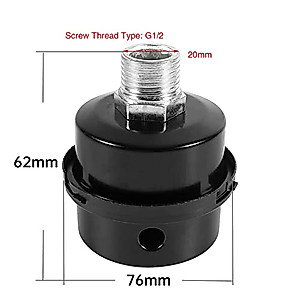 Air Compressor Silencer Filter, Metal Air Compressor Intake Filter Sound Muffler Silencer 20mm Thread (1/2"PT 20mm)