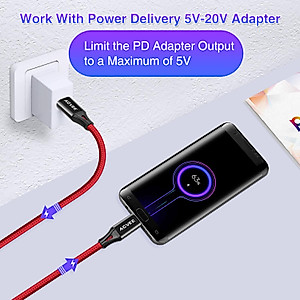 AGVEE 2 Pack 1ft USB-C OTG to Micro USB Cable, Braided Charger Data Sync Cord Charging Wire Adapter for Samsung Galaxy S7 S6, J7, J3, LG, PS4, Kindle, PS4 Xbox Controller, Android Phone, Red