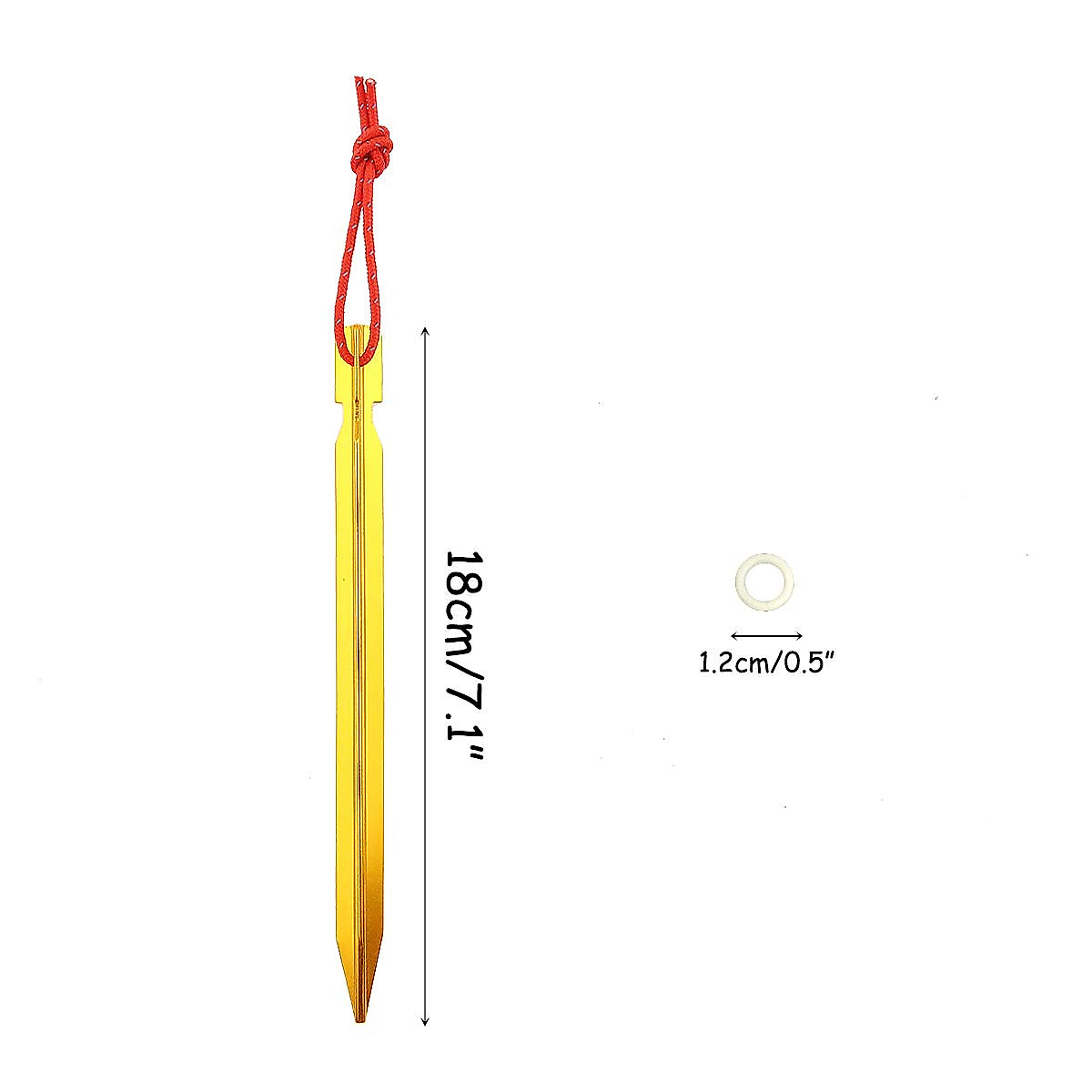 Set of 12 Tent Stakes Pegs Aluminium Alloy Stake 7 Inches with Reflective Rope and 4 Small Silica Gel O-ring for Camping Hiking backpacking Outdoor Activities