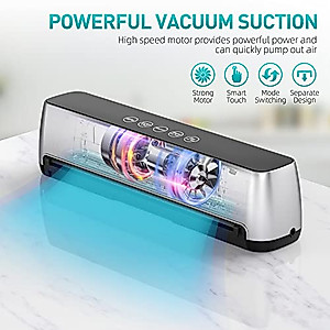 Vacuum-Sealer-Machine for Food Saver - Food-Vacuum-Sealer Automatic Air Sealing System for Food Storage Dry and Wet Food Modes LED Indicator Compact Design 11.8 Inch with 15Pcs Seal Bags Starter Kit