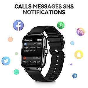 EIGIIS Smart Watch for Men 1.7" HD Waterproof Smartwatch Compatible with iPhone Samsung Android Phones Sports Fitness Tracker Watch with Heart Rate Sleep Monitor Pedometer