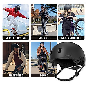 Sena Rumba Bluetooth Smart Helmet for BMX, Skating, Skateboarding, Scooter, and E-Bike (Matte Black, Large)