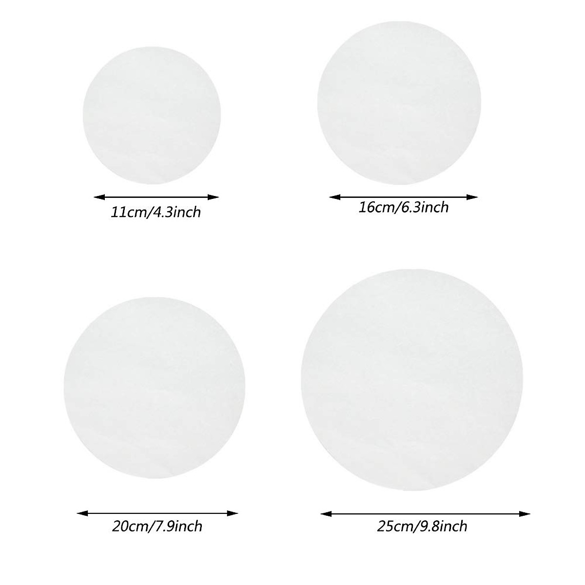 MOTZU 144 Pack 8 inch Air Fryer Lining, Bamboo Steamer Liner, Pre-Cut Non-Stick Parchment Paper Round Sheets for Separating Frozen Patty, Steaming Basket, Baking, Cooking Fried Food, Tortilla Press