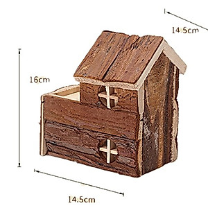 emours Natural Chewable Hamster Hideout Wooden Hut Play House, Small