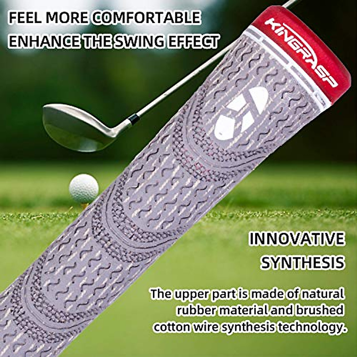 Wujiang|Hybrid Golf Grips 13 Pack |standard/medium size, All Weather Control and High Feedback Golf Club Grips ，6 colors to choose from PUNGENT (Red, Mid-Size)