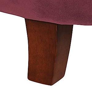 Homepop Home Decor | Upholstered Round Velvet Tufted Foot Rest Ottoman | Ottoman with Storage for Living Room & Bedroom | Decorative Home Furniture, Burgundy Small