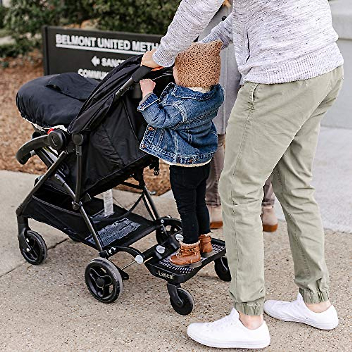 Lascal BuggyBoard Mini Universal Stroller Board, Black, Fits 90% of Strollers Including UPPAbaby, Baby Jogger, Bugaboo, No Need for a Double Stroller for Infant and Toddler, Max Weight 66 lbs.